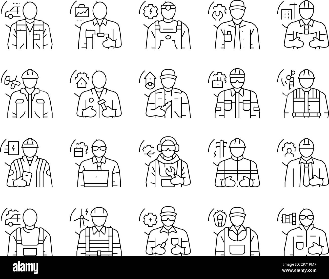repair worker engineer man icons set vector Stock Vector Image & Art ...