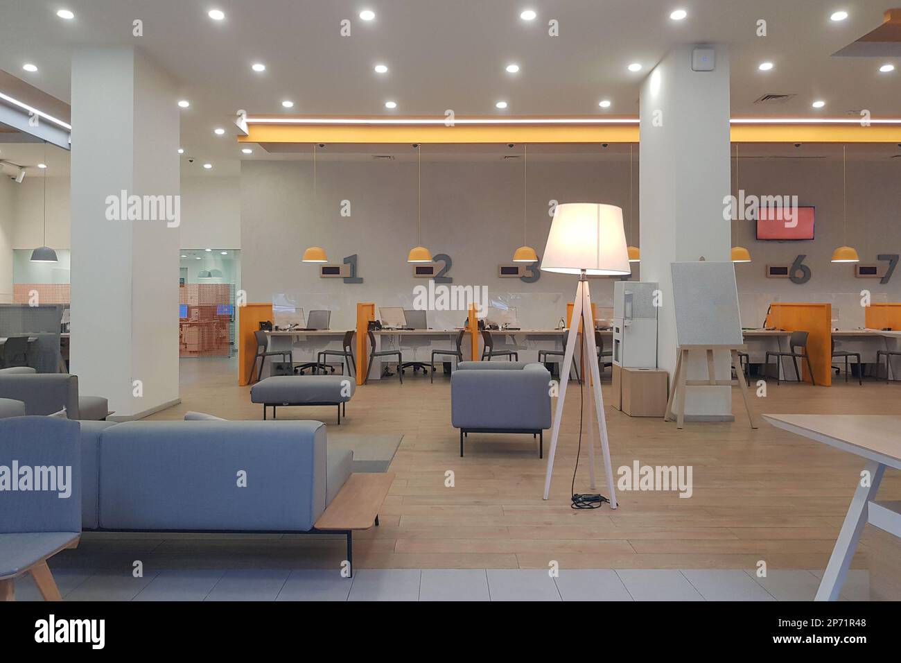 Empty modern bank office, waiting room Stock Photo - Alamy
