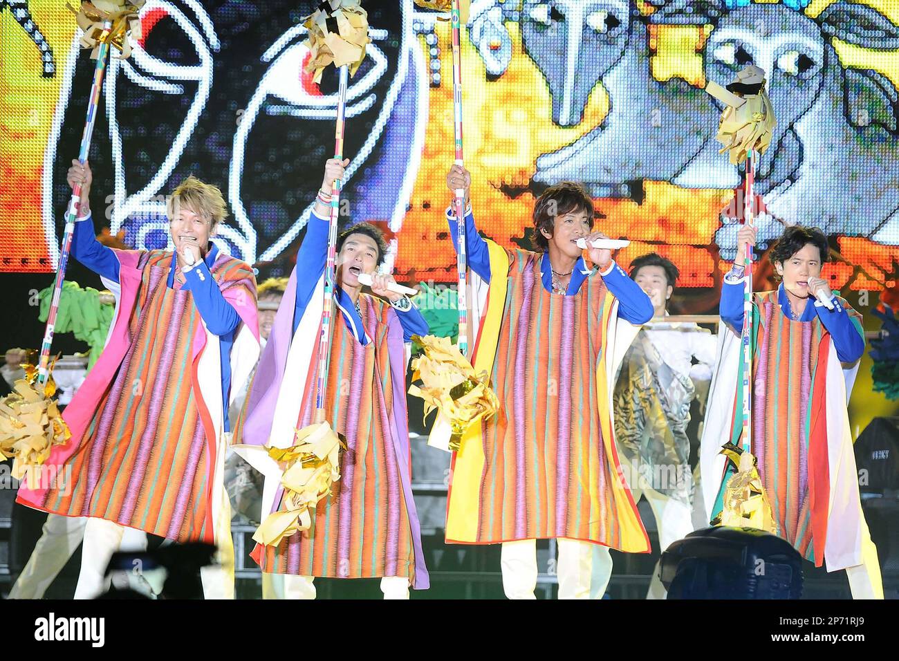 Japanese pop band SMAP members Kimura Takuya, Nakai Masahiro, Goro ...