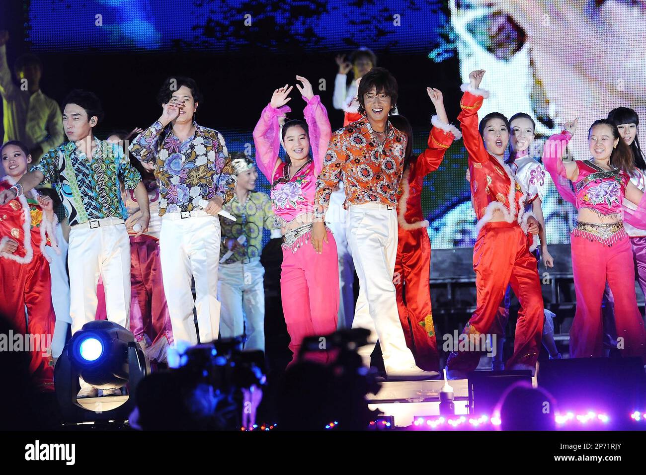 Japanese pop band SMAP members Kimura Takuya, Nakai Masahiro, Goro ...