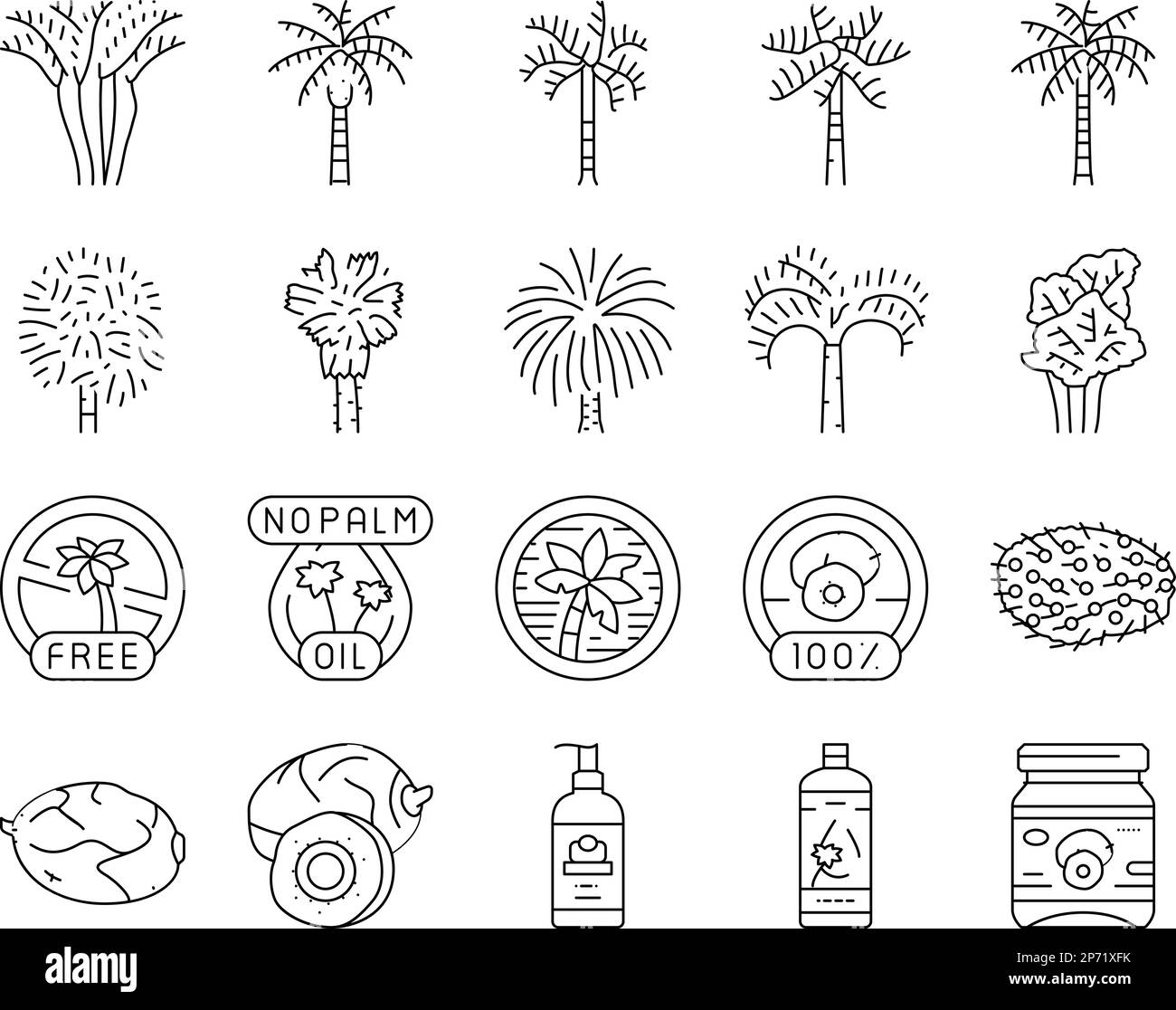 palm oil tree leaf plant icons set vector Stock Vector Image & Art - Alamy