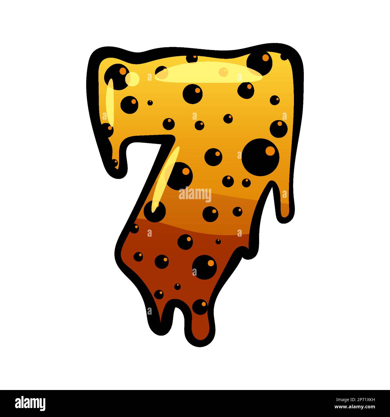 Halloween font number 7 latin alphabet. Orange bubbling colorful spooky ...