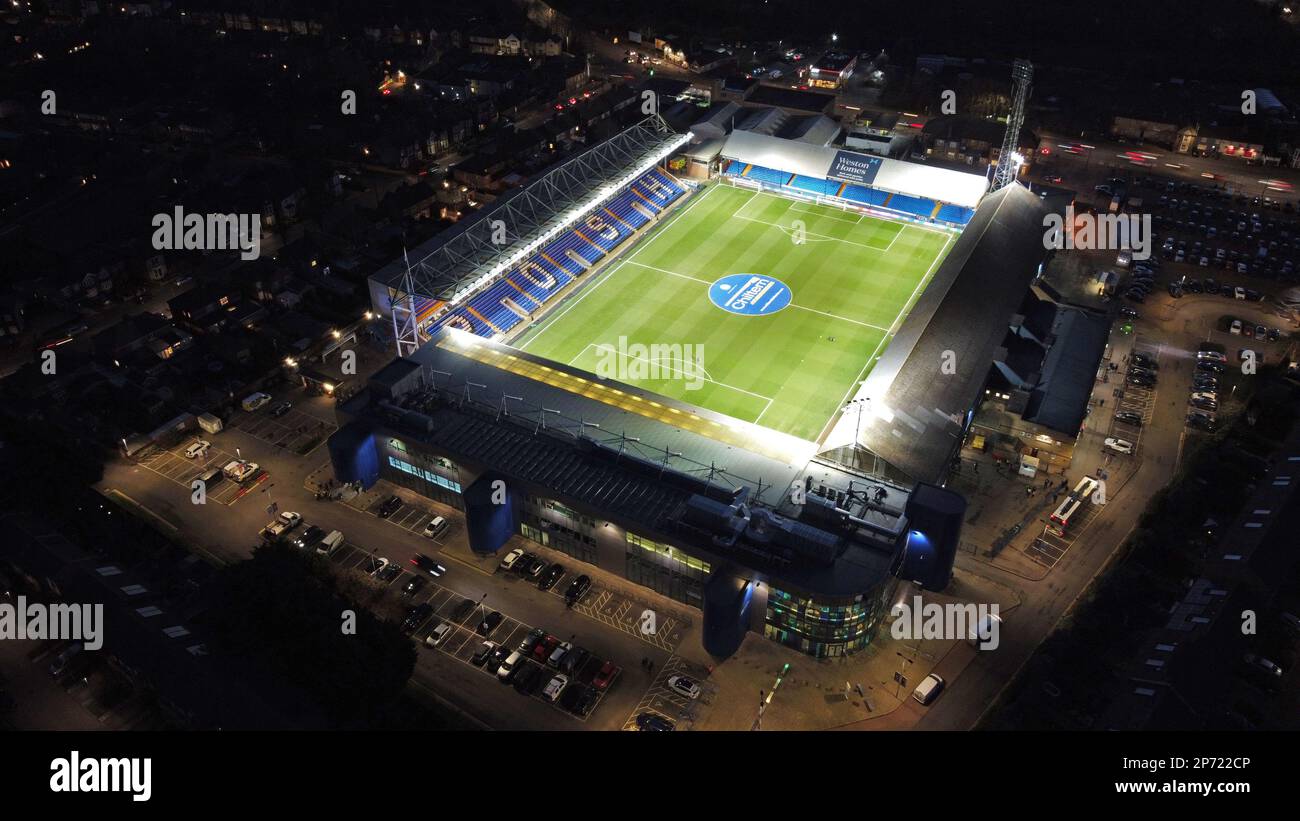 Peterborough, UK. 07th Mar, 2023. Floodlights illuminate the pitch just ...