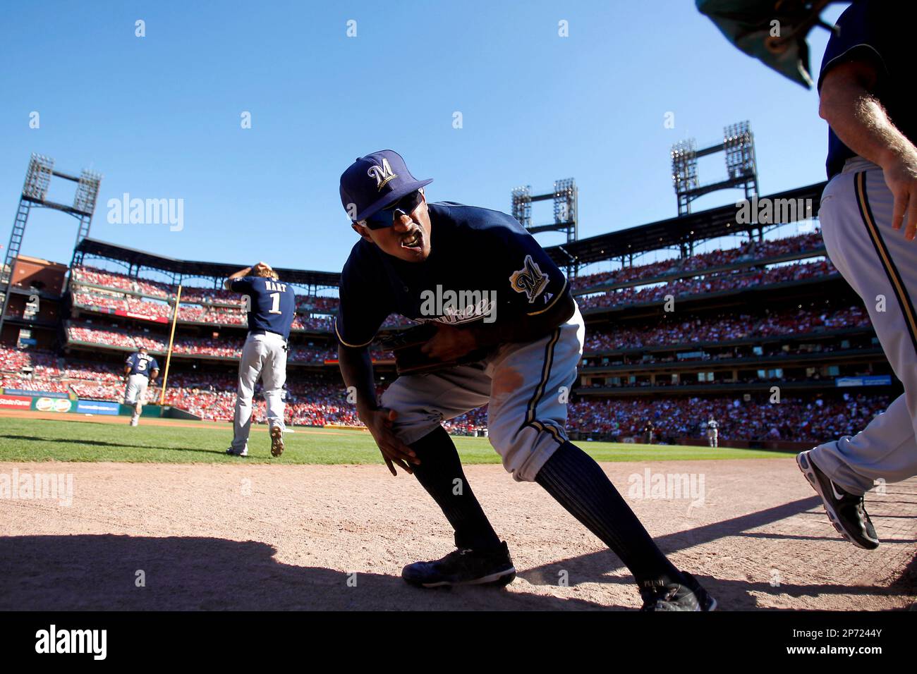 Milwaukee Brewers Nyjer Morgan in a game against the St.Louis Cardinals ...