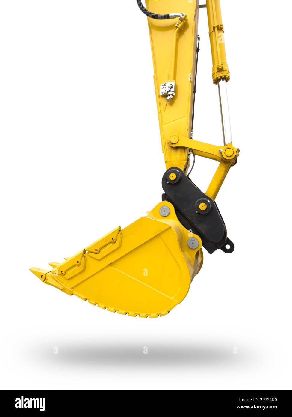 Crawler excavator with lift up bucket isolated on white background ...