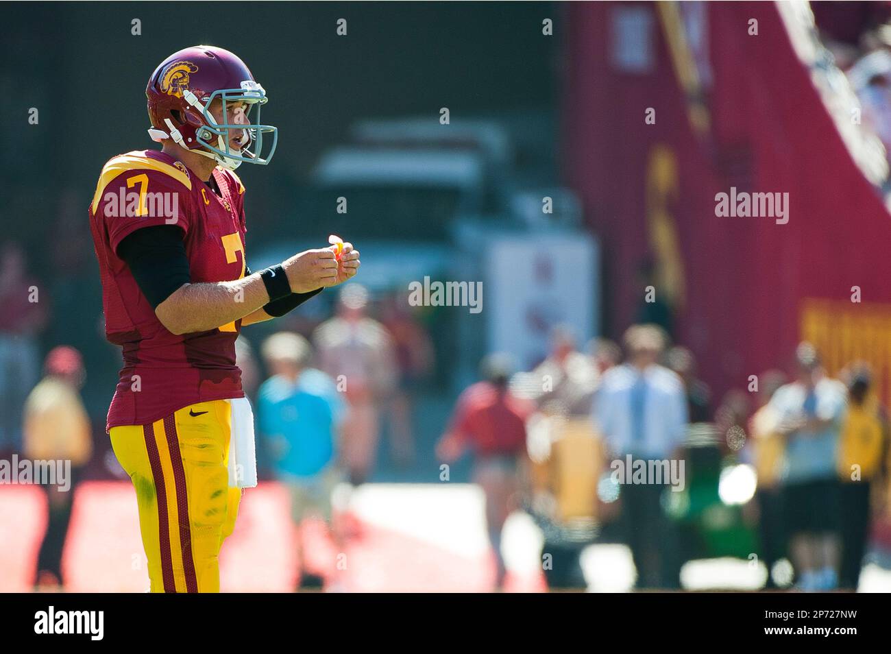 Southern California Trojans' Quarterback Matt Barkley communicates to ...