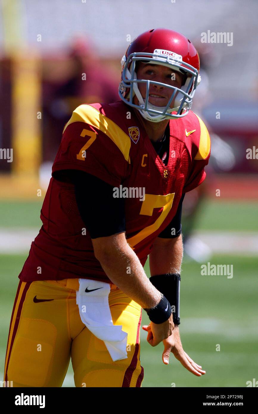 September 03, 2011: Quarterback Matt Barkley #7 of the USC Trojans in ...