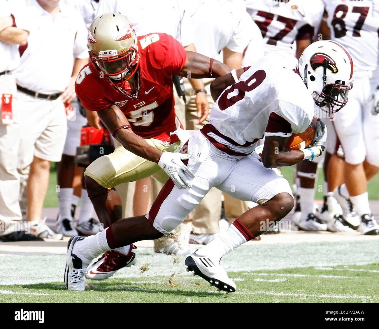 Florida State Cornerback Greg Reid (5) on a tackle against Louisiana ...