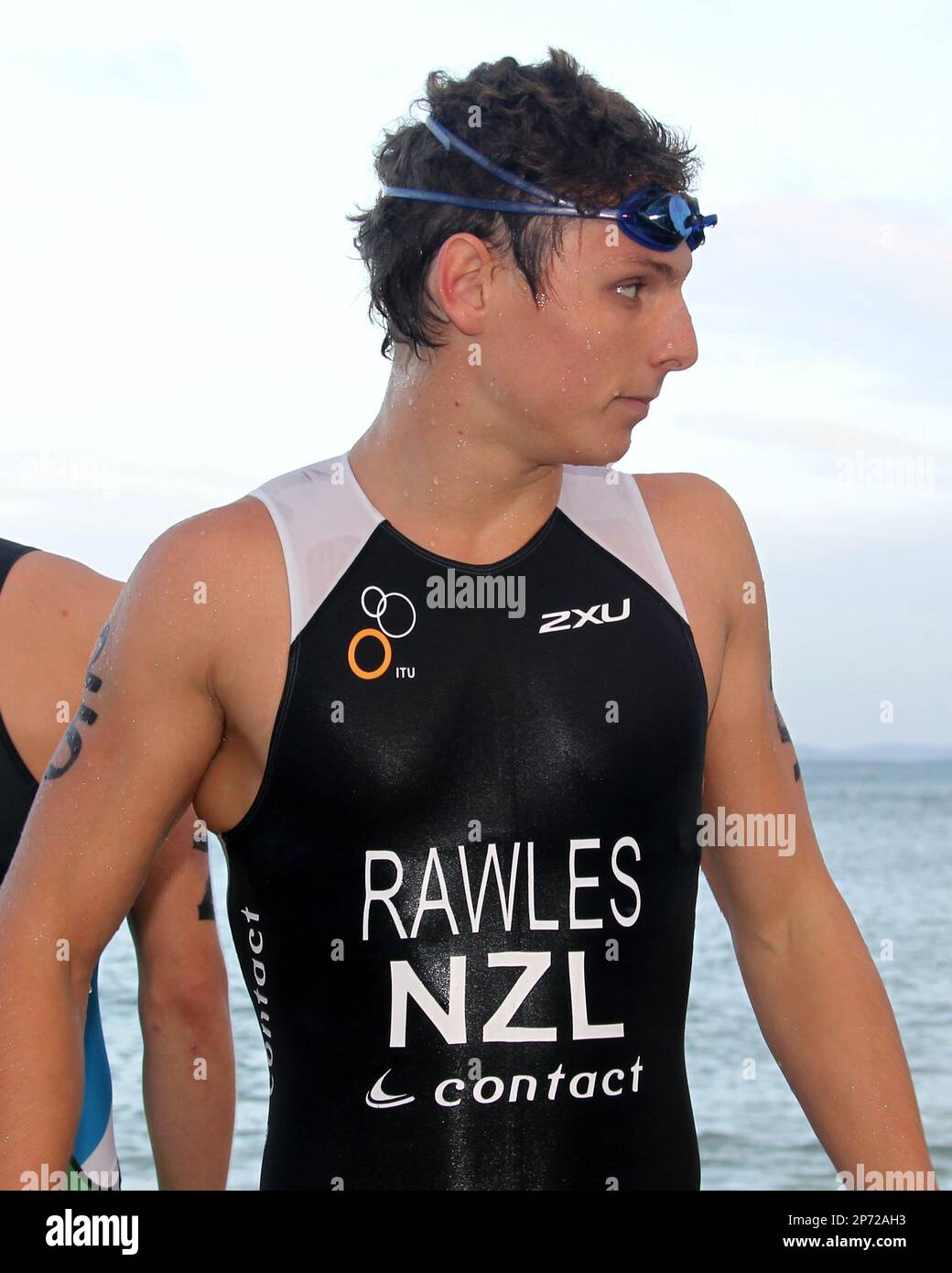 Edward Rawles, of New Zealand, warms up at the 2011 Mooloolaba ITU ...