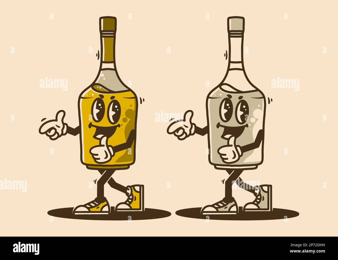 Mascot character design of an alcohol bottle waling with happy face ...