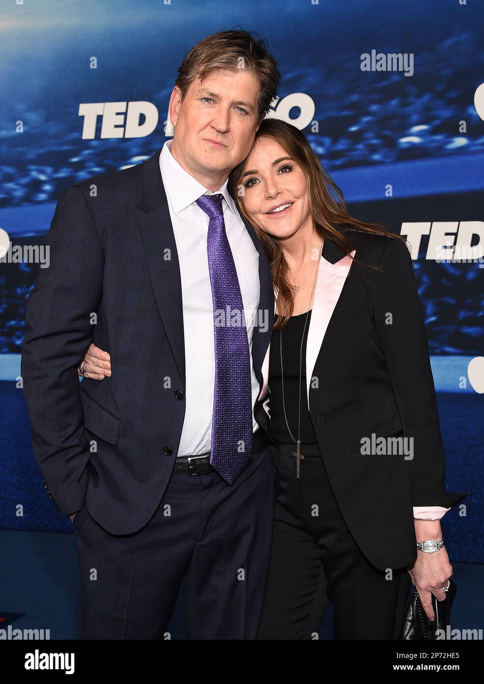 Westwood, CA. 07/03/2023, Bill Lawrence and Christa Miller arriving to the ‘Ted Lasso’ Season 3 ...