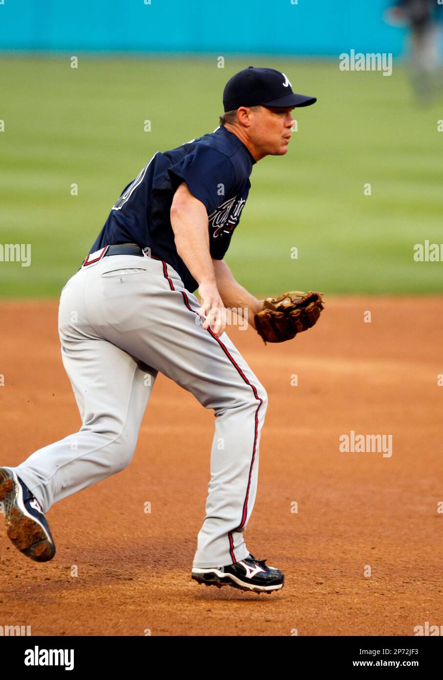 Atlanta Braves Chipper Jones in a game against the Florida Marlins at ...