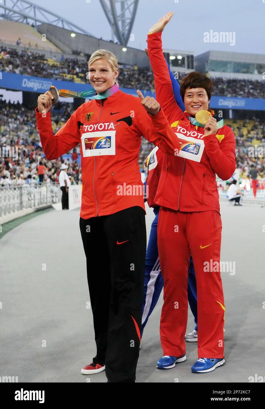 Aug 29, 2011; Daegu, KOREA; Silver medalist Nadine Muller of Germany ...