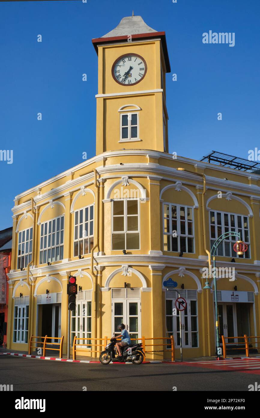 The iconic Phromthep Clocktower in the Old Town area of Phuket Town ...