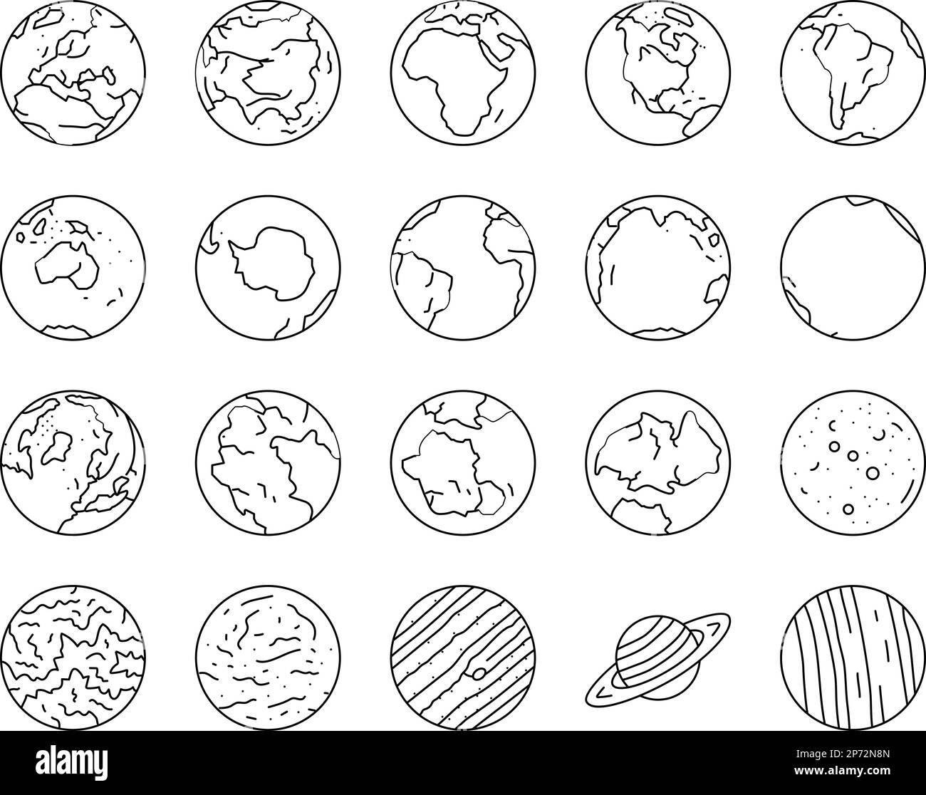 earth world planet globe map icons set vector Stock Vector Image & Art ...