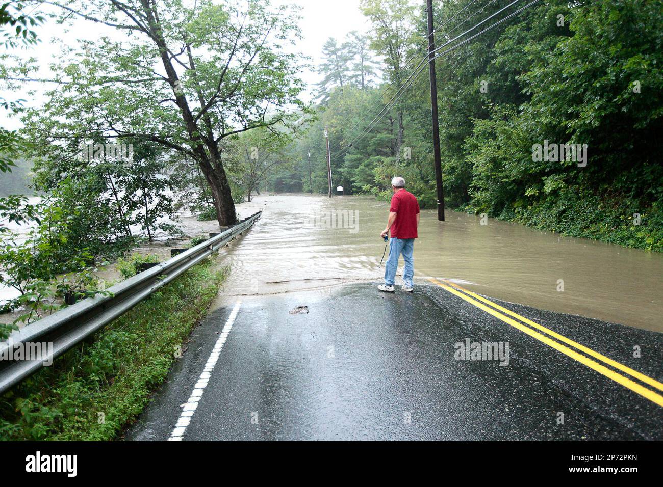 Kevin Tole looks out over Quechee Main Street in Lebanon, N.H., as is ...