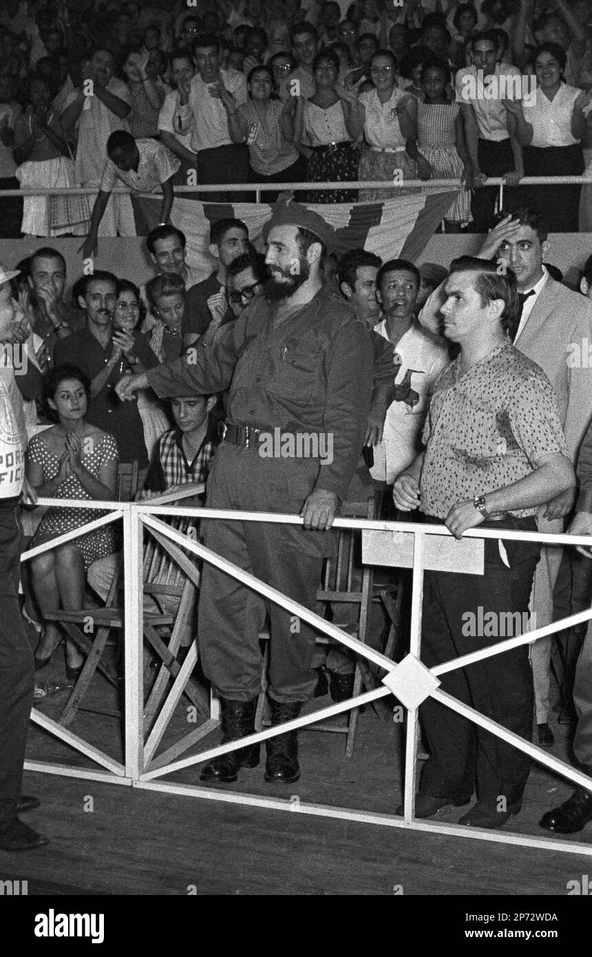 Cuban leader Fidel Castro, center, attends the Latin American ...