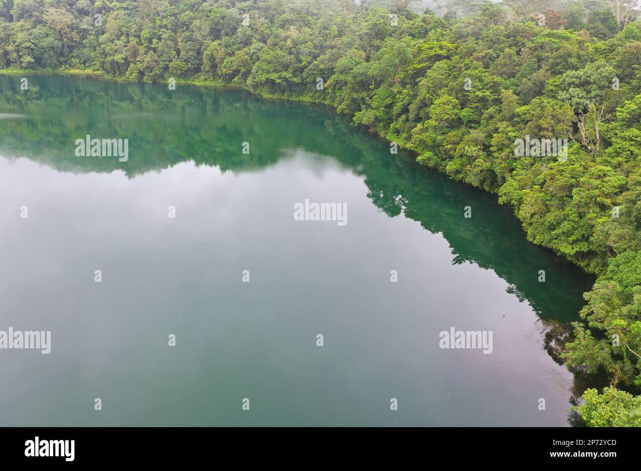 Idyllic shot of the green Rana Mese lake on Flores, surrounded by ...