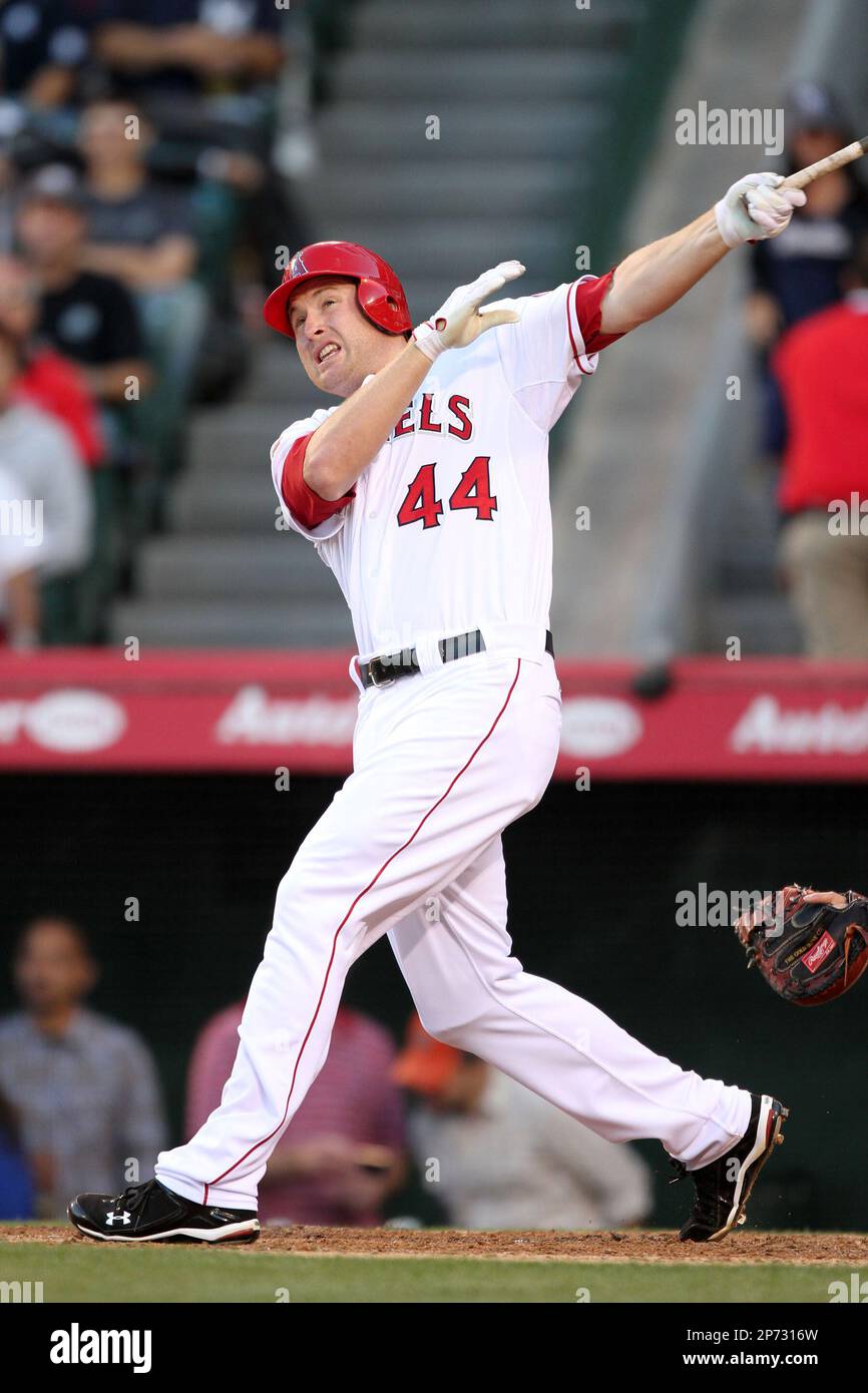 Los Angeles Angels first baseman Mark Trumbo #44 bats against the New ...