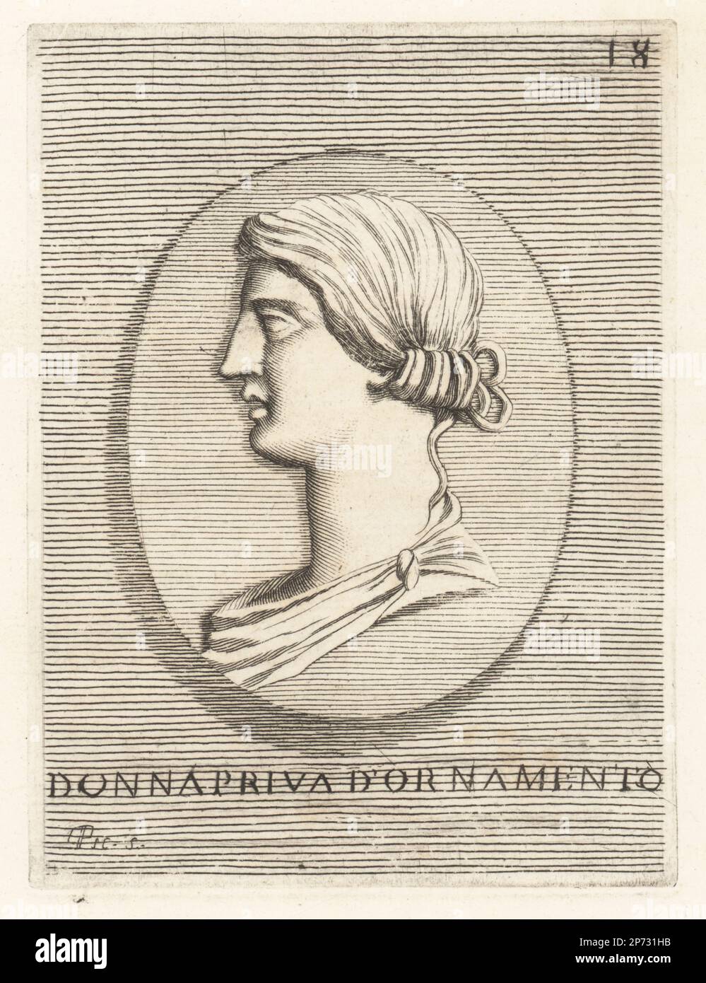 Head of an unadorned Roman noble woman, her hair tied up in a simple ...