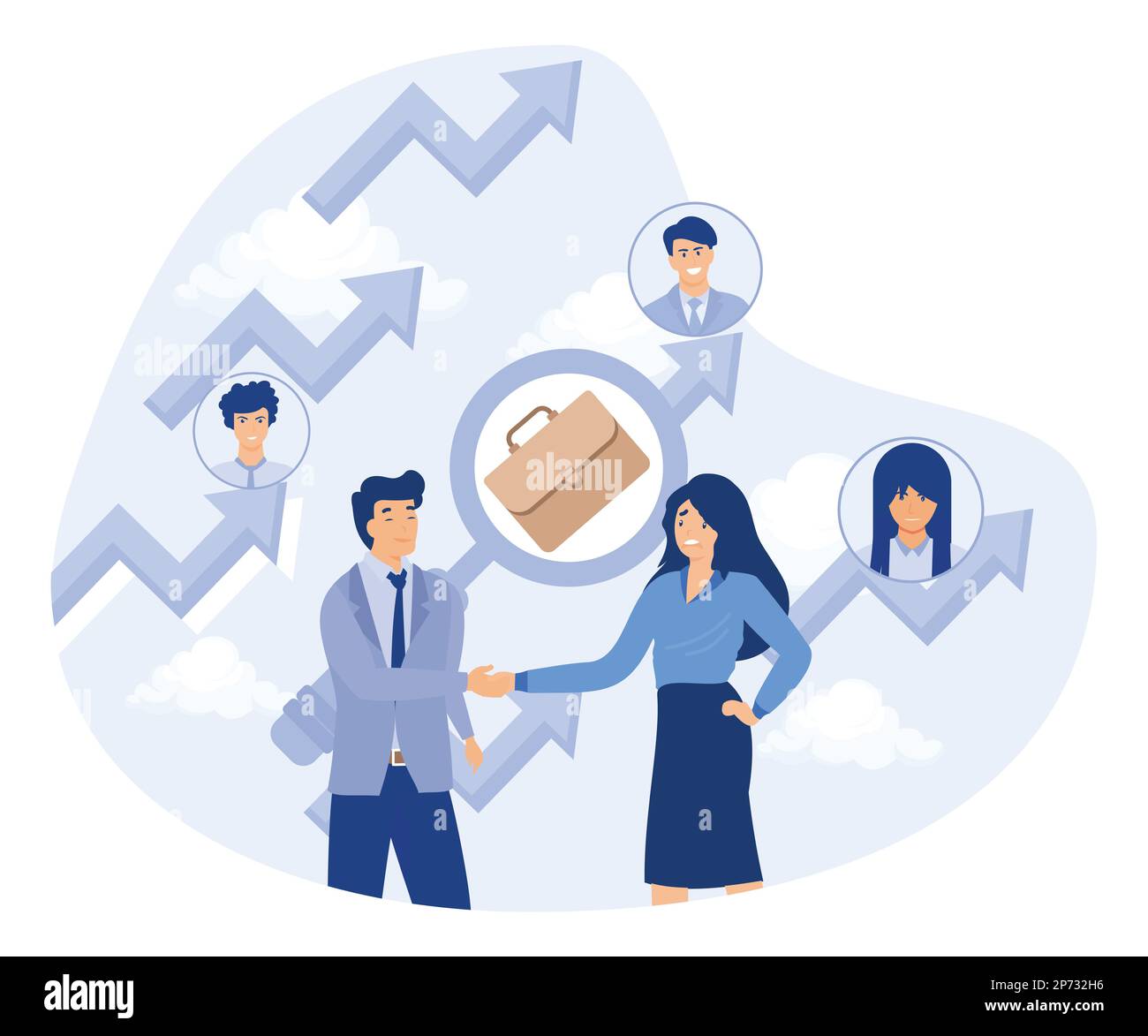 Social abilities concept, human relations, self improvement, flat ...