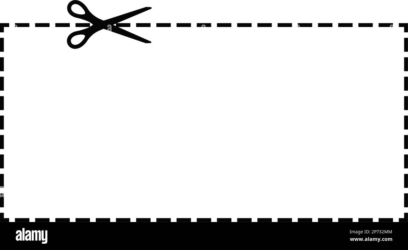 Scissors cut coupon on dotted line with dash icon Stock Vector Image ...