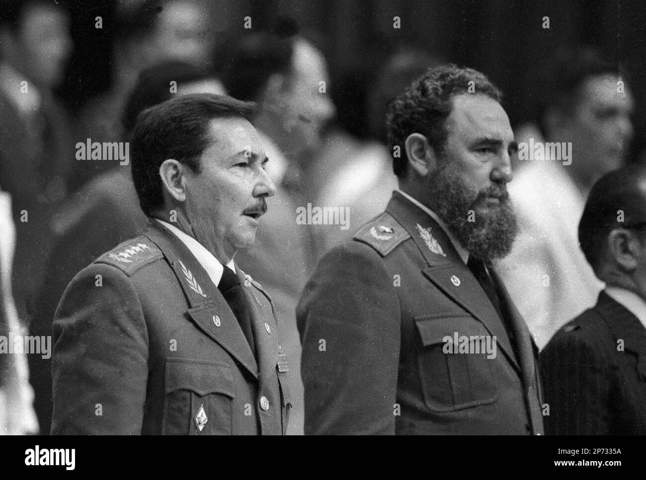 Cuban leader Fidel Castro, right, and his brother, minister of the ...