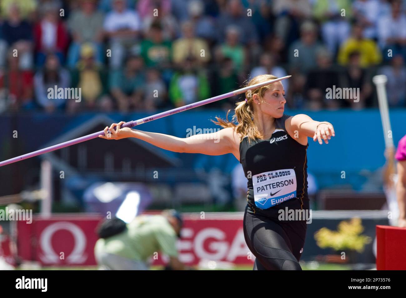 USA javelin thrower Kara Patterson throws the javelin at the ...