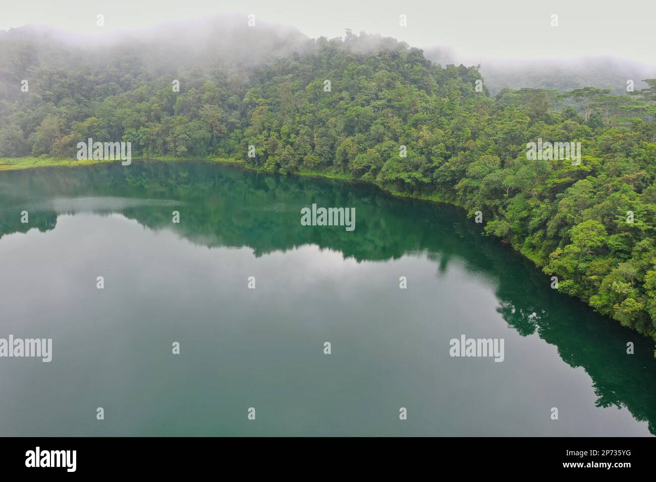 Idyllic shot of the green Rana Mese lake on Flores, surrounded by ...