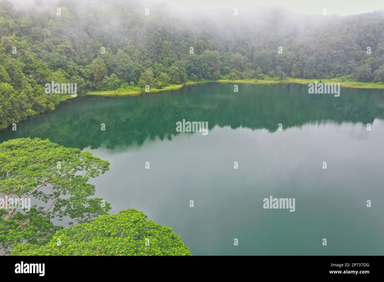 Idyllic shot of the green Rana Mese lake on Flores, surrounded by ...