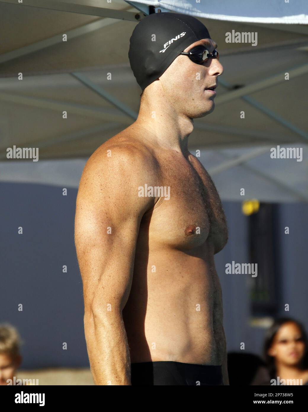 Jason Lezak (ROSE-CA) prepares to swim in the mens 100 meter Freestyle ...