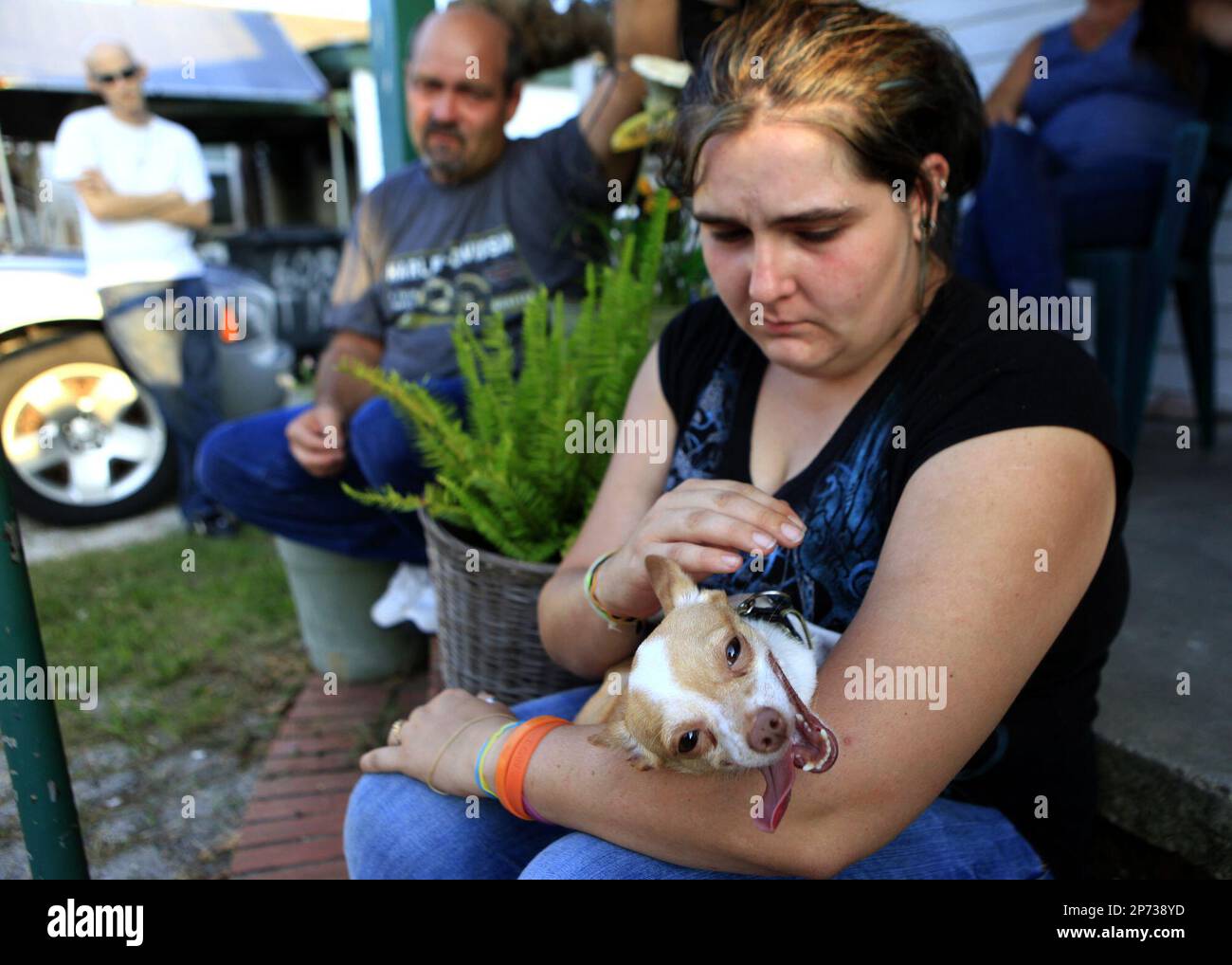 Brittany Lirette, aunt to Jori Lirette, sits in front of a family home ...