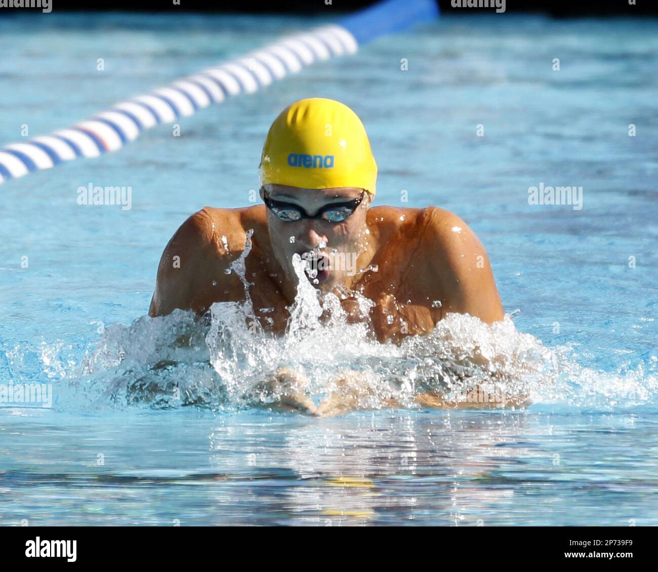 Eric Shanteau (TROJAN SWIM CLUB) swims and wins the mens 200 meter ...