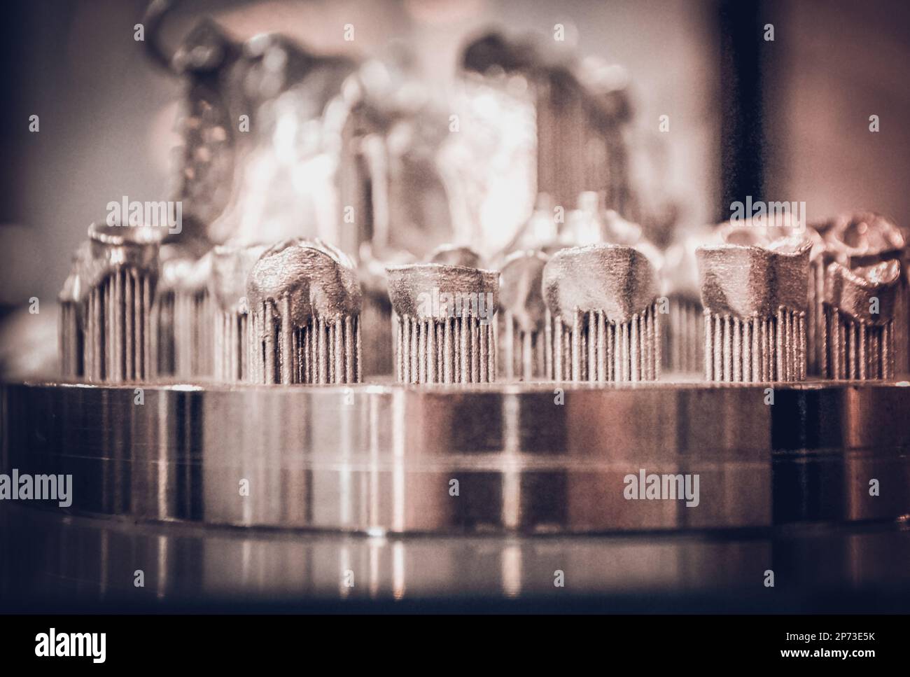 Object printed on metal 3d printer close-up. Object printed in laser ...