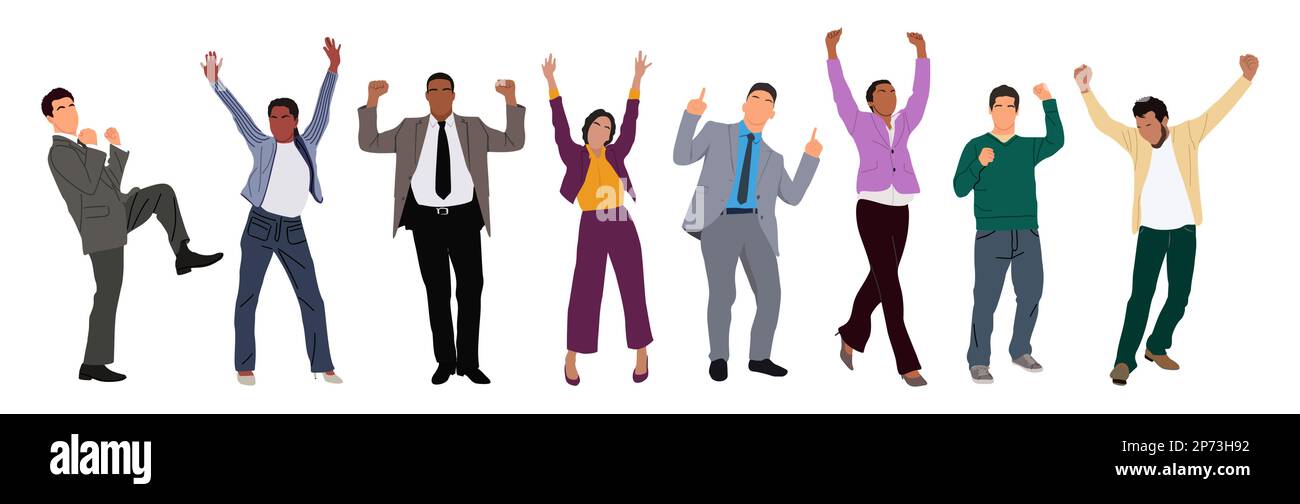 Business people in success and victory poses set Stock Vector Image ...