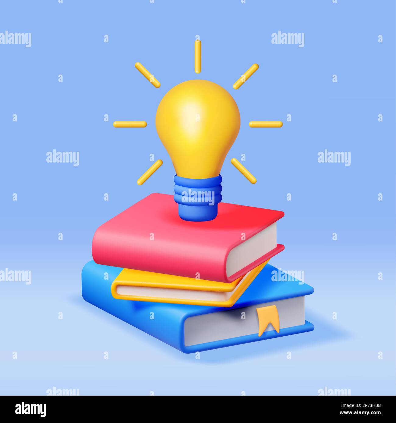 3D Stack of Closed Books with Light Bulb Stock Vector Image & Art - Alamy