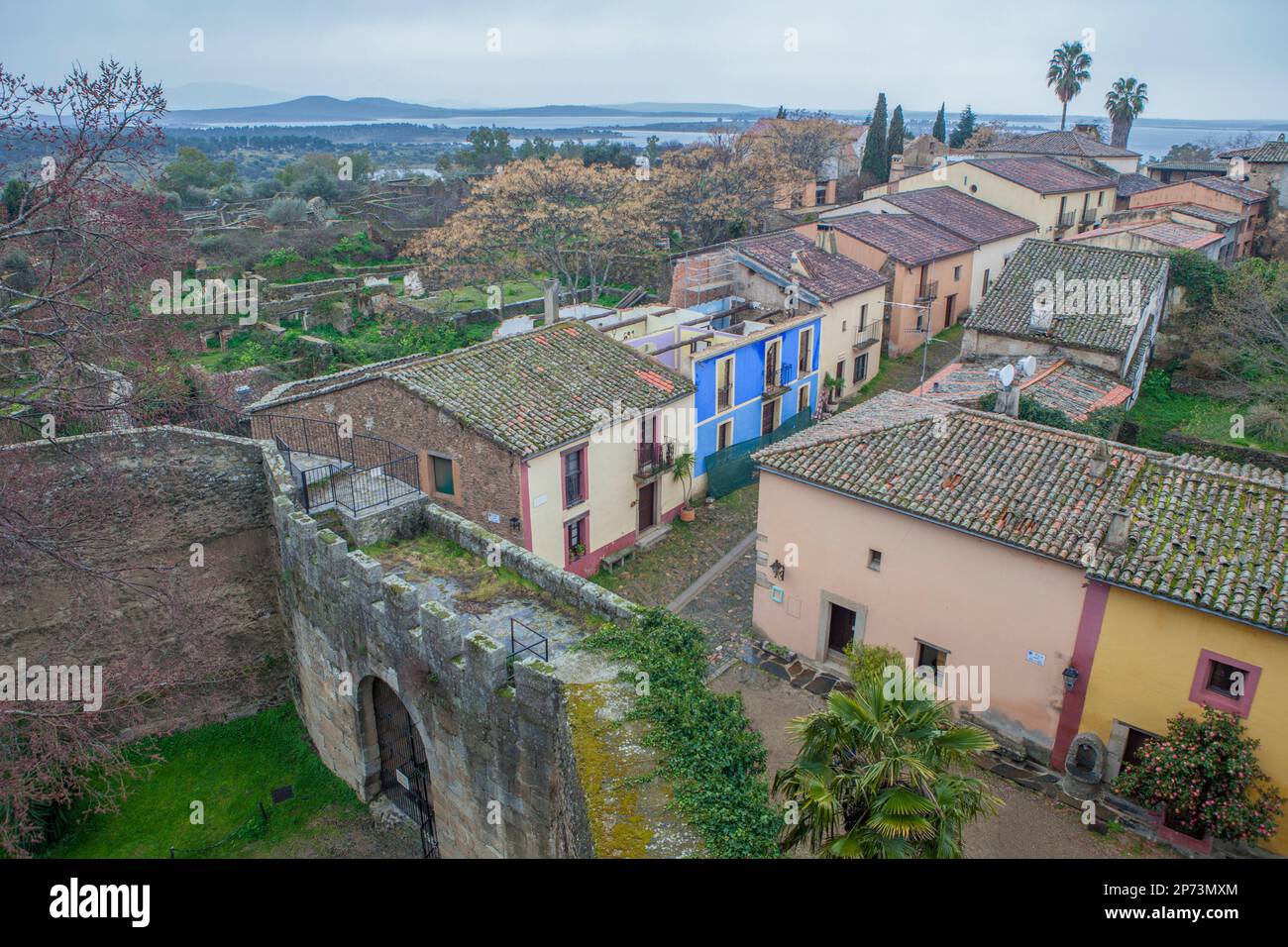 Granadilla village. Aerial view from castle. Extremadura, Caceres ...