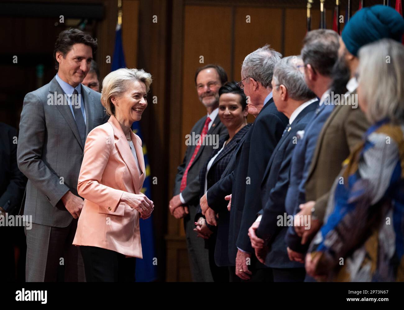 President of the European Commission Ursula von der Leyen is greeted by ...