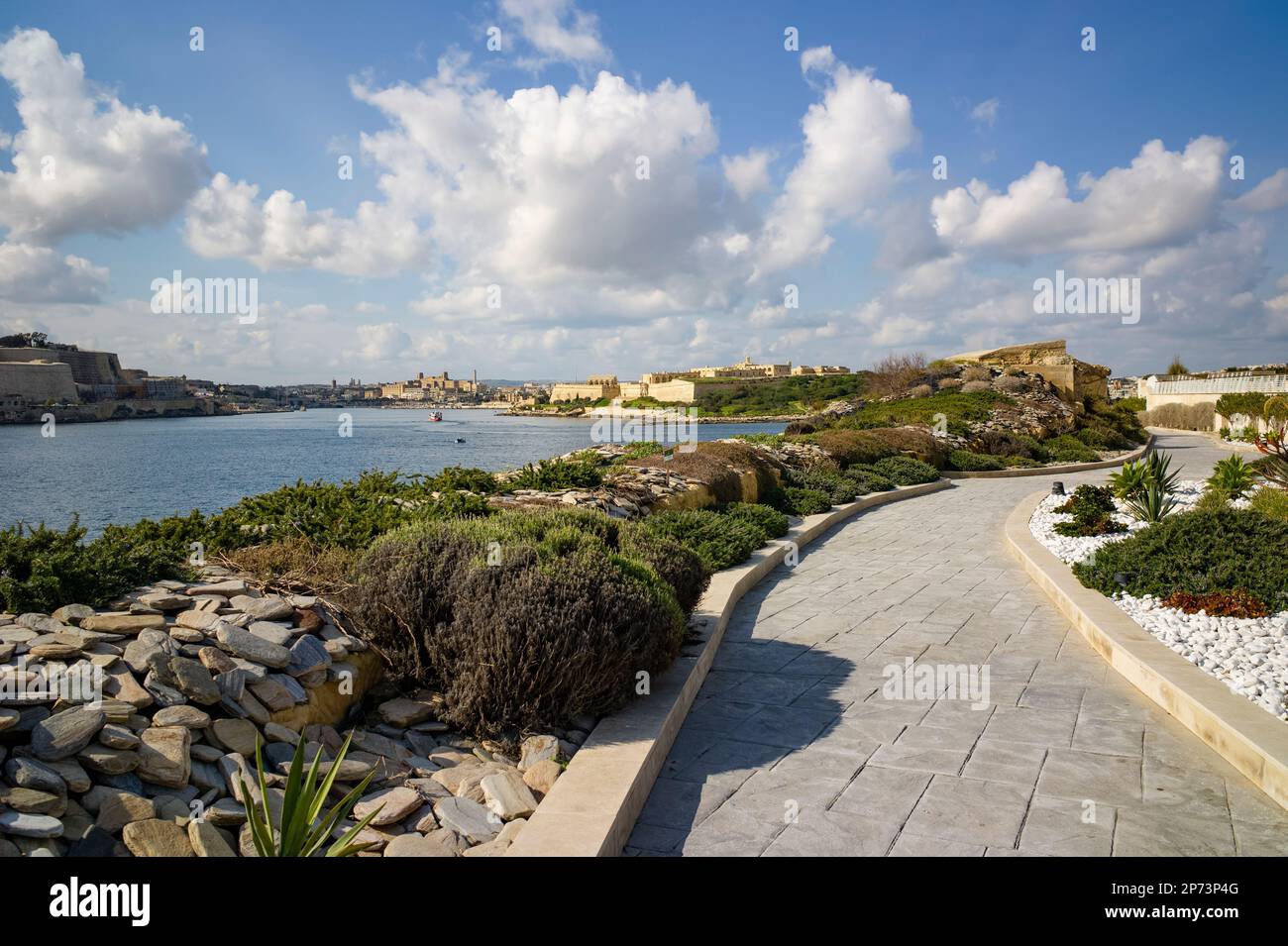 Walkway alongside Sliema harbour, Malta Stock Photo - Alamy