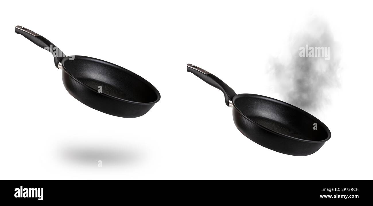 The empty frying pan isolated on white background Stock Photo - Alamy