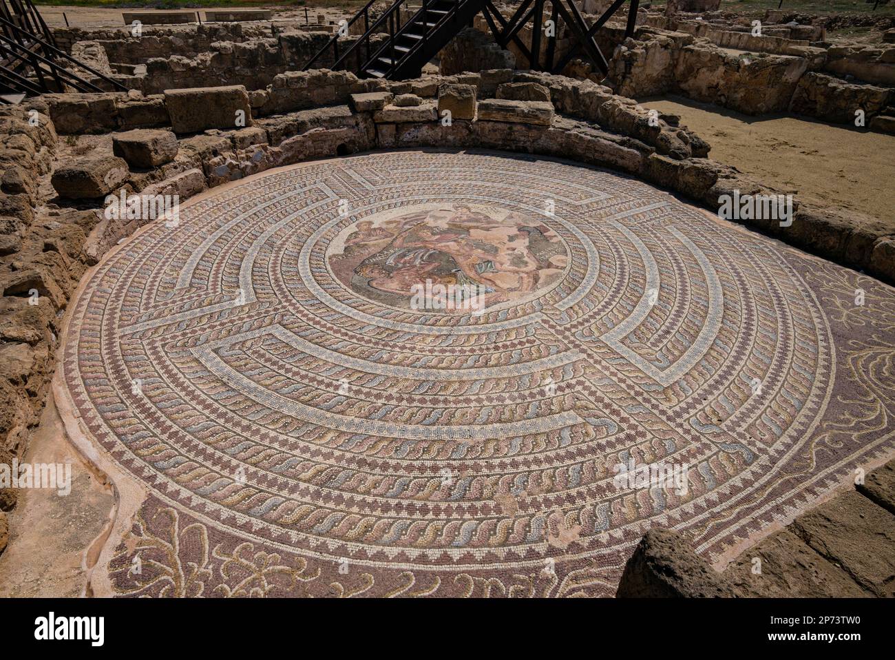 Theseus Mosaic at Paphos Archaeological Park, Cyprus Stock Photo - Alamy
