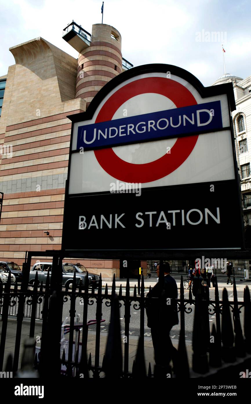 An entrance to Bank underground station in Central London. (Newscast ...