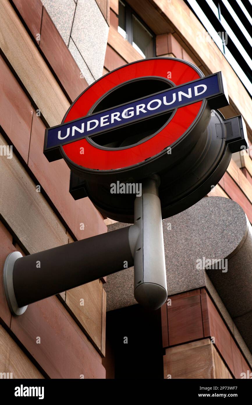 London Underground sign in the City of London. (Newscast Limited via AP ...