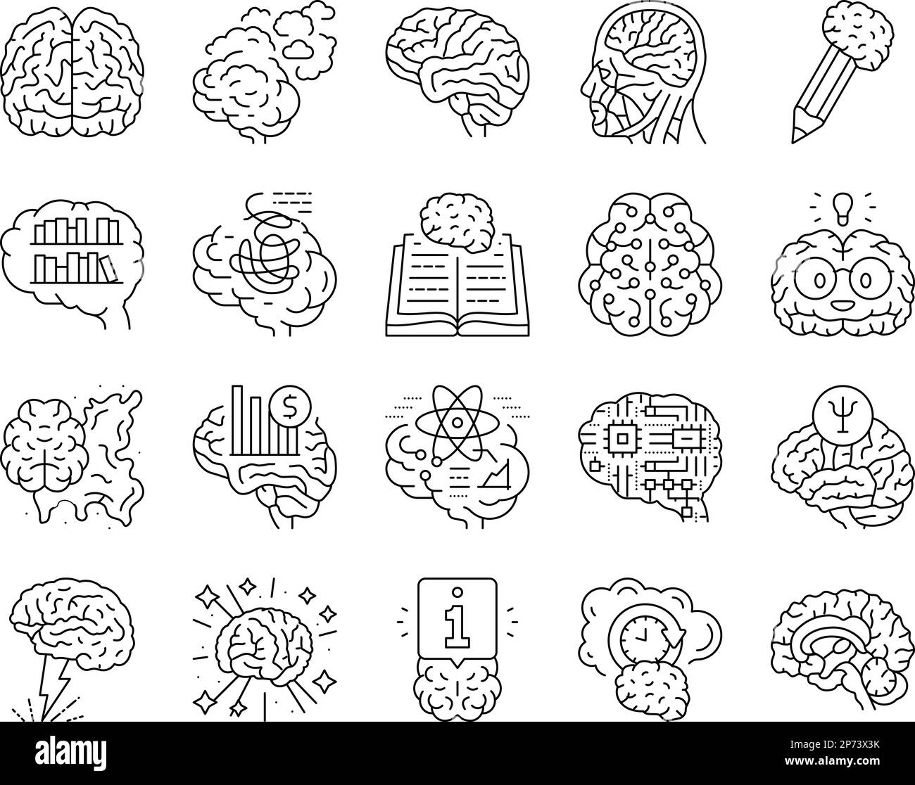 brain human mind head idea icons set vector Stock Vector Image & Art ...
