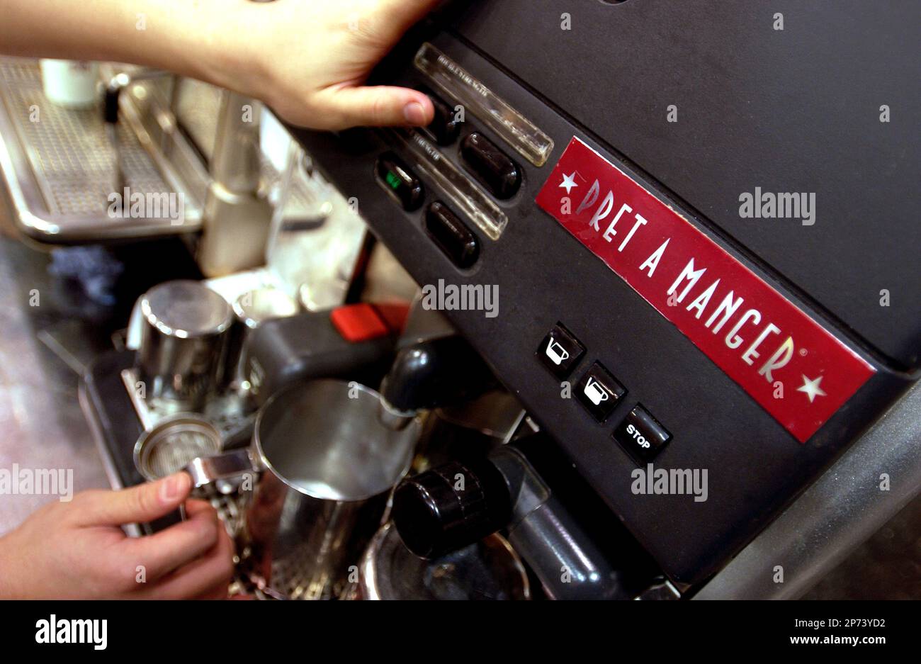 Picture shows the coffee machine at a Pret A Manger coffee shop ...