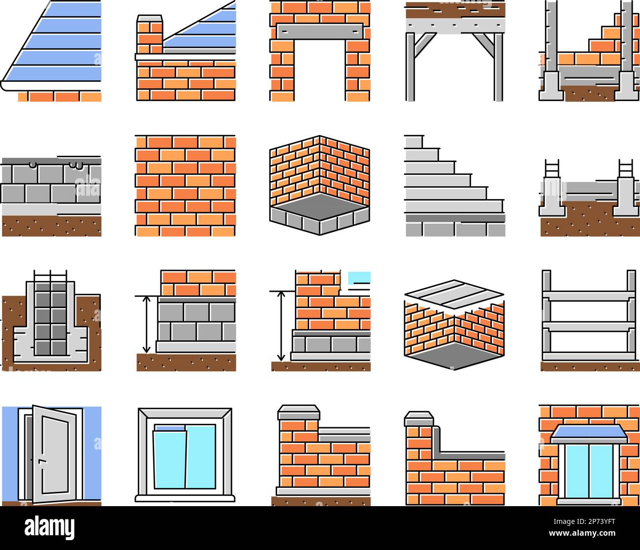 building house structure icons set vector Stock Vector Image & Art - Alamy