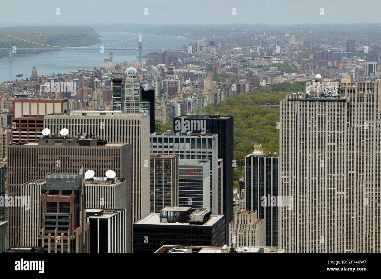 New York, NY. A view of Manhattan, including the GE Building and the ...