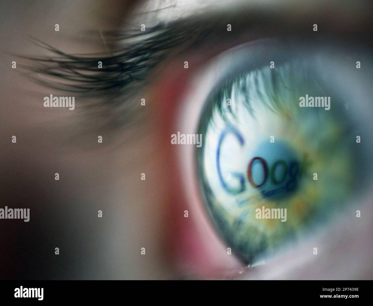 The Google search engine webpage being reflected in an eye. (Newscast ...