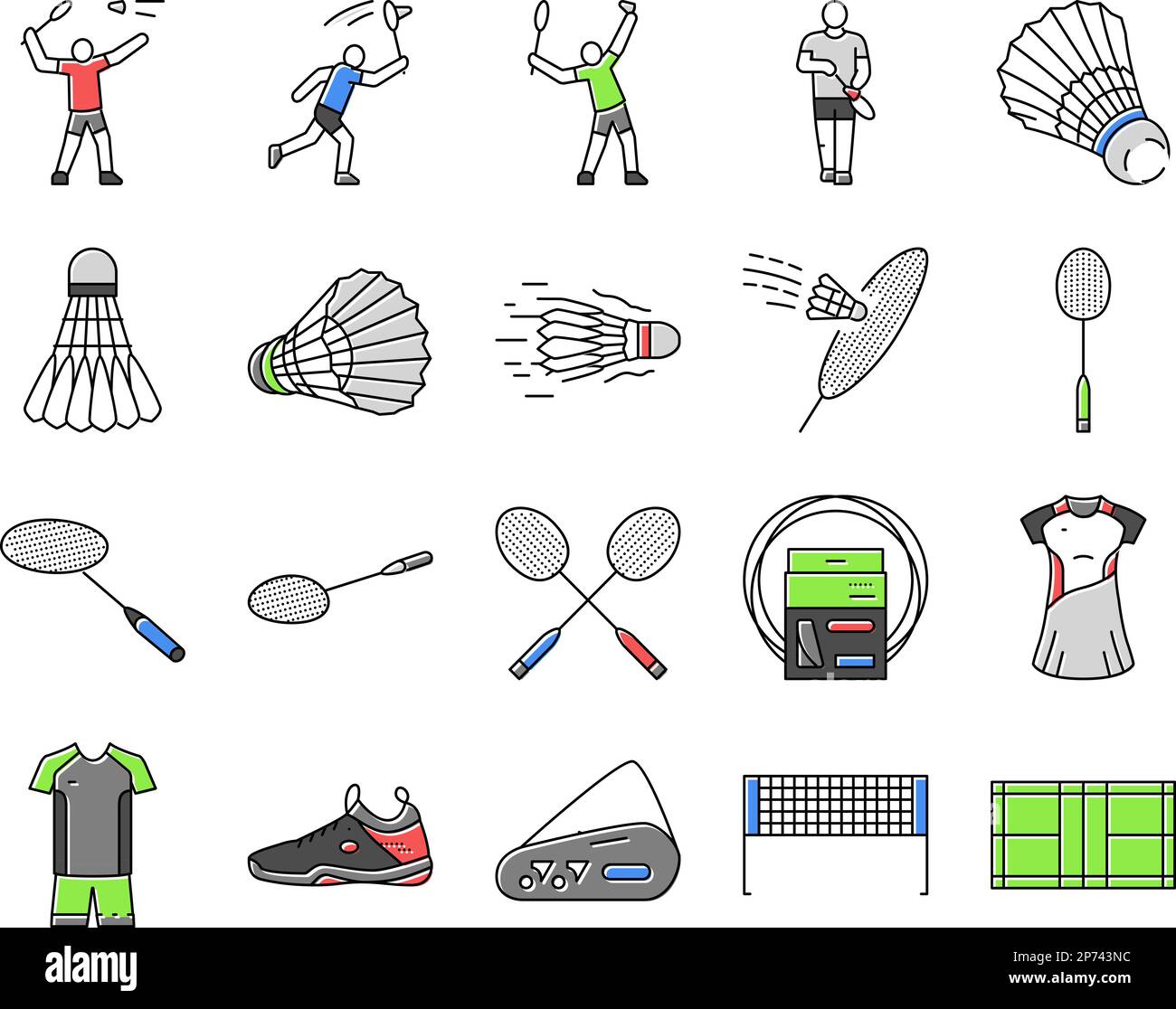 badminton shuttlecock sport icons set vector Stock Vector Image & Art ...