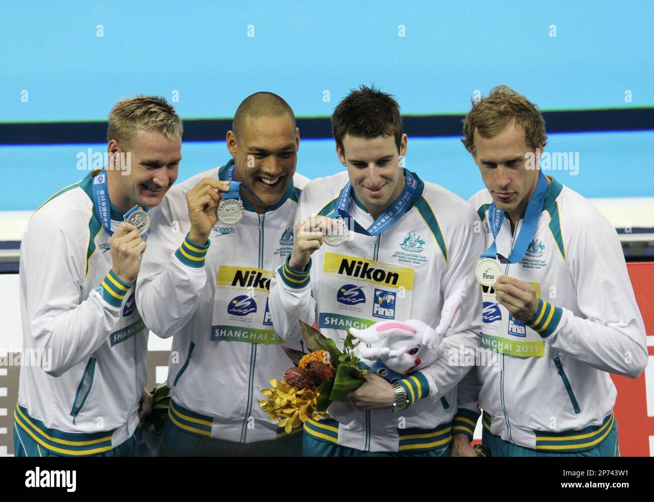 Jul 31, 2011; Shanghai, CHINA; Brenton Rickard, Geoff Huegill, James ...